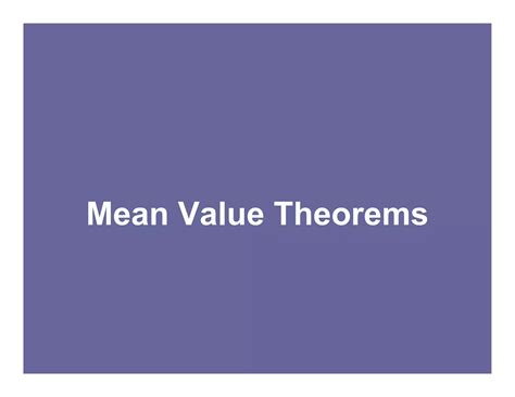 Mean Value Theorems Pdf
