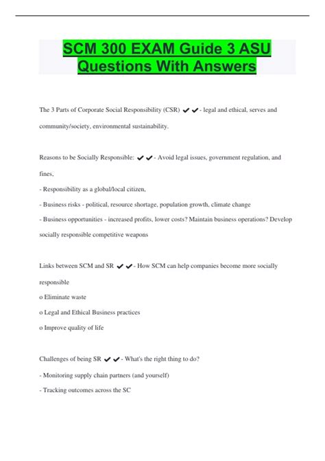 SCM 300 EXAM Guide 3 ASU Questions With Answers SCM 300 Stuvia US