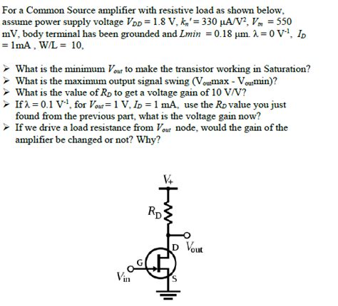 Solved For A Common Source Amplifier With Resistive Load As