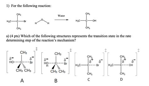 Solved 1 For the following reaction CH3 Water H3C н Chegg com