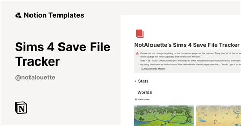 Sims 4 Save File Tracker Template Notion Marketplace