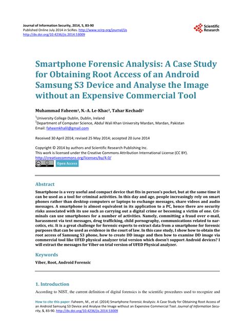 PDF Smartphone Forensic Analysis A Case Study For Obtaining Root Access Of An Android Samsung