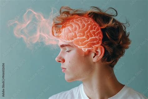Biocognitive Models Bioelectricity And Neurogenetics Side Profile Of Person With Fiery Energy