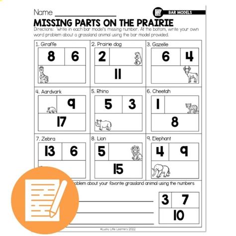 Lucky To Learn Math Add With Bar Models Lesson 22 Independent Practice Missing Parts On