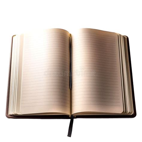 Open Notebook With Blank Pages And A Pen Ready For Writing Ideas At Daytime Stock Illustration