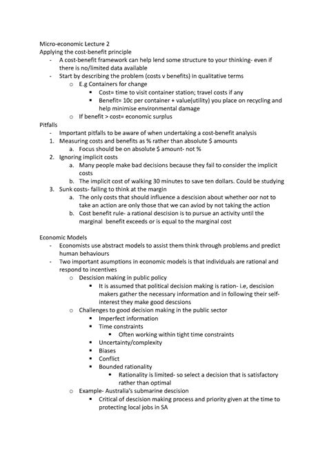 macro economics lecture 2 micro economic lecture 2 applying the cost