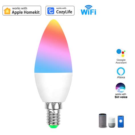Wifi Homekit 스마트 전구 E14 촛불 램프 Rgbcw Dimmable App 원격 제어 타이밍 스위치 Alexa