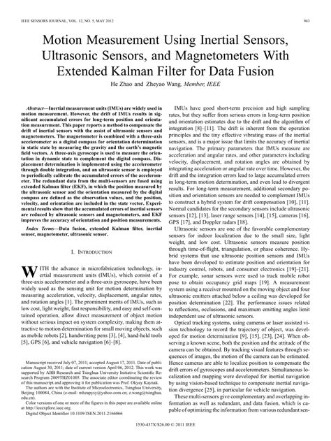 pdf motion measurement using inertial sensors ultrasonic sensors