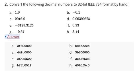 solved show me how to convert the following decimal numbers