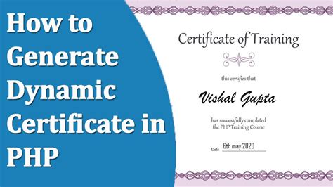 How To Generate Dynamic Certificate In Php Youtube