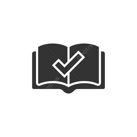 Flat Book Check Mark Icon For Confirmation Concept Vector Sign
