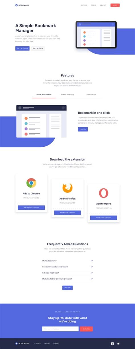 Frontend Mentor Bookmark Landing Page Coding Challenge Solution